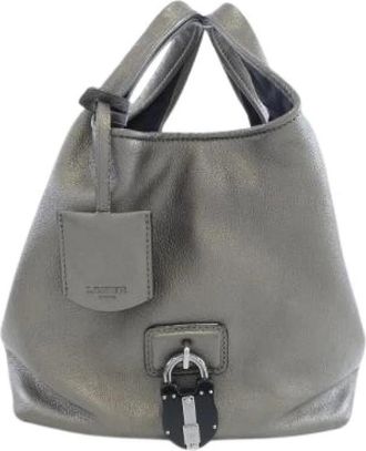 Loewe Pre-owned Carrie Metallic Leather Shoulder Bag - Femme - Pre-owned - Gris - Taille: ONE Size