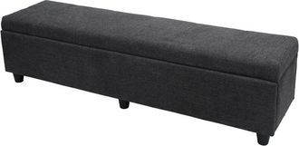 Hhg Aufbewahrungs-Truhe Kriens xxl, Sitzbank Bank, Stoff/Textil, 45x180x45cm dunkelgrau