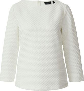 s.Oliver 3/4 Arm-Pullover Sweatshirt Jacquard-Sweatshirt im Relaxed Fit mit U-Boot-Ausschnitt