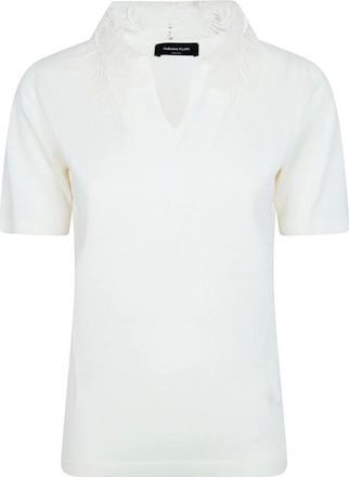 Fabiana Filippi Femme, Tops, Blanc, Taille: 36 FR Polo en Soie et Coton