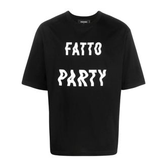 Dsquared2 Fatto Party Grafik T-Shirt - - Tops - Herren - Schwarzk - S