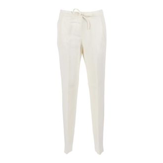 Fabiana Filippi Pantalone Jogging con Pinces in Fluido Lino Viscosa - - Trousers - Damen - Wei&szlig; - L