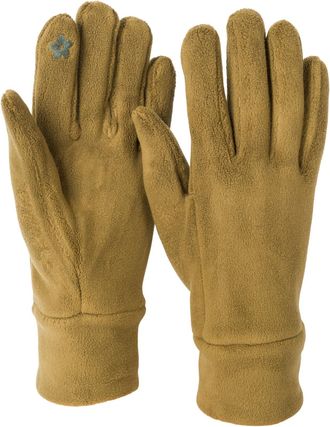 styleBREAKER Damen Touchscreen Fleece Handschuhe Einfarbig, warme Fingerhandschuhe, Winter 09010047, Farbe:Oliv