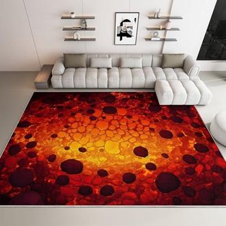 Generic Tapis pour Chambre denfant 120 x 170 cm, Tapis Fantaisie Lave Enfer Sombre Doux &agrave; Poils Lavables Antid&eacute;rapant Rouge pour Salon Salle &agrave; Manger Chambre 
