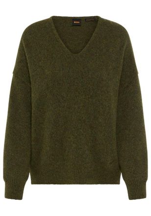 HUGO BOSS Strickpullover Fondyssa Premium Damenmode im Relaxed Fit, V-Ausschnitt