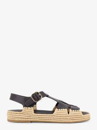 Paloma Barcel&oacute; Yuka leather sandals with woven raffia sole - PALOMA BARCELO - gender_Woman