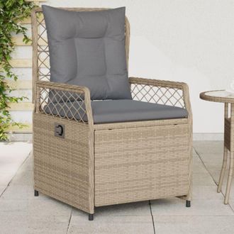 vidaXL vidaXL Gartensessel 2 Stk. Verstellbar Beige Poly Rattan