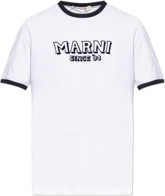 Marni Homme, Tops, Blanc, Taille: S Logo T-Shirt