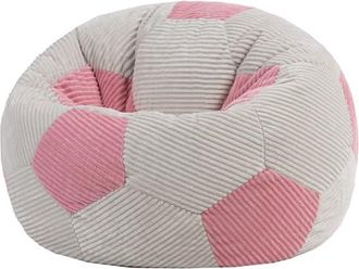 Icon Brand Fußball Sitzsack Kinder, Rosa, Webstoff, Sitzsack Cord mit Füllung, Bequemer Kinder Sessel, Kuschelsessel, Lese Sessel, Schlafzimmer, Kinderzimmer, Wo