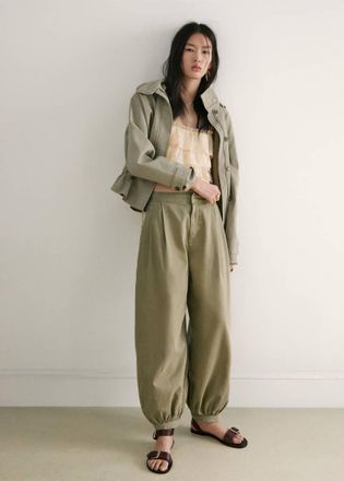 Mango Jean baggy taille mi-haute kaki - Femme - 32 - MANGO