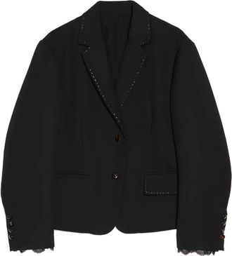 Renli Su blazer à bordures en dentelle - Noir