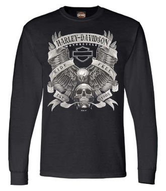 Harley-Davidson Harley-Davidson Fastened Bar & Shield Herren-Langarmshirt mit Rundhalsausschnitt, Schwarz, Schwarz, XX-Large