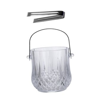 Garneck Stilvolle Eiswanne Aus Glas Silberner Bierk&uuml;bel Mit Deckel Tragbarer Bar-eisbeh&auml;lter Ktv-eisaufbewahrungsl&ouml;sung