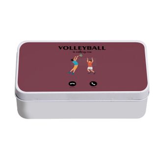 Fabulous Rote Metallbox - Volleyball Is Calling Me Sport Beach Volleyball - 11 x 18,5 x 5,5 cm - Aufbewahrungsbox, Schl&uuml;ssel, Werkzeug, Lunchbox, Zucker, Keks