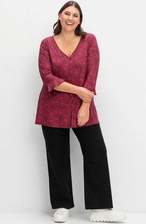 Sheego T-Shirt 3/4-Arm-Shirt. mit Blumenprint und Volantärmeln