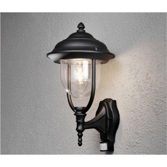 Konstsmide led Au&szlig;en Wandlaterne stehend im Landhausstil, mit Bewegungsmelder schwarz