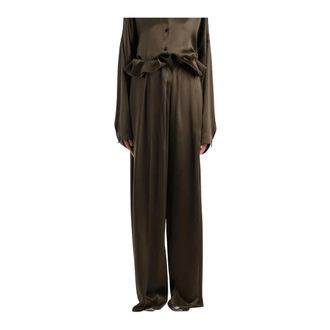 Khaite Kira Wide Pantalons - Femme - Pantalons - Vert - Taille: 36 FR