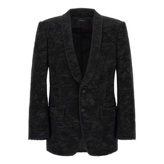 Tom Ford Silk Astracan Pliss&eacute; Colbert Jackett - - Suits - Herren - Schwarzk - L