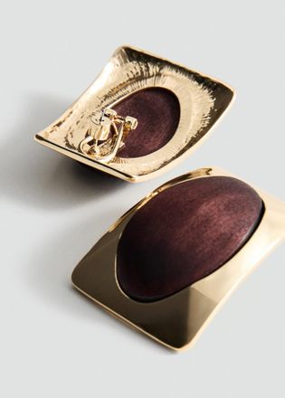 Mango Boucles doreilles combin&eacute;es bois or - Femme - Taille unique - MANGO