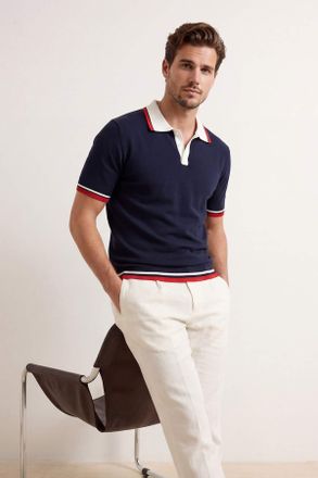 Trendyol MAN Herren Dunkelblau Einfarbig Kurz Regular Fit Poloshirts
