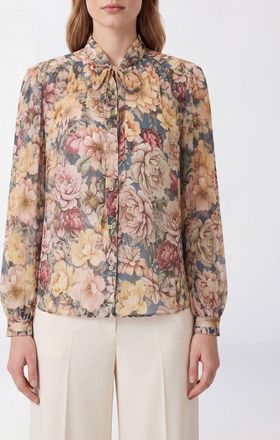 Twinset Chemisier en viscose &agrave; imprim&eacute; floral avec col lavalli&egrave;re