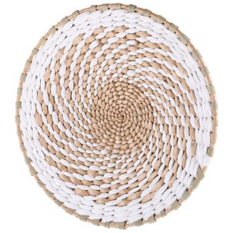 NUOBESTY Boho H&auml;ngende Wanddeko aus Gras Geflochtener Wandkorb Mittel &Oslash; 25cm Rustikale Wandkunst f&uuml;r Wohnzimmer Schlafzimmer und Innenr&auml;ume