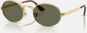 Ray-Ban RB3931 - Lunettes de soleil rectangulaires &agrave; verres polaris&eacute;s verts - Dor&eacute; arista