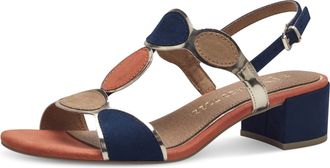 Marco Tozzi Damen Sandalen mit Absatz mit Verstellbarem Riemen Vegan, Blau (Navy Comb), 37 EU