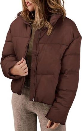 Generic Doudoune Femme Fourrure Doudoune Paragoose Femme Veste D Hiver à Col Montant Pour Courte à La Manteau Long Hiver Parka Chaude Coffee Xxl