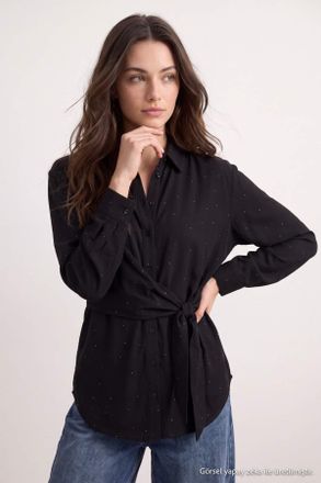 Trendyol Modest Damen Schwarz Einfarbig Lang Oversize Modest Hemden