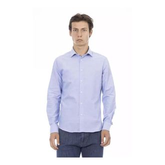 Baldinini Homme, Chemises, Bleu, Taille: L Chemise Bleu Clair en Coton Col Italien