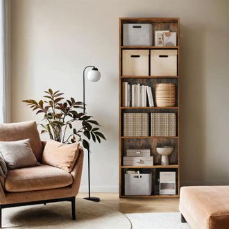 Vasagle &Eacute;tag&egrave;re &agrave; 6 Niveaux, &Eacute;tag&egrave;re Debout de Style Scandinave, pour Salon, Bureau, Chambre &agrave; Coucher, Bureau &agrave; Domicile, 24 x 60 x 178,5 cm, Marron