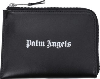 Palm Angels Hommess Portefeuille en cuir noir