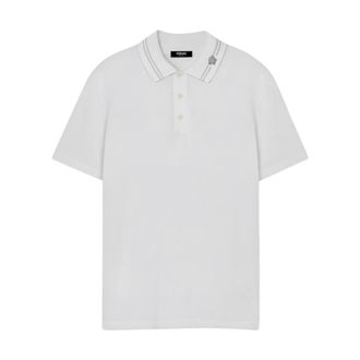 Versace Piqu&eacute;-Polohemd aus bestickter Baumwolle - - Tops - Herren - Wei&szlig; - L