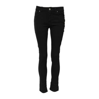 Dolce & Gabbana Schwarze Skinny Denim Jeans mit Logo - - Jeans - Damen - Schwarzk - XS
