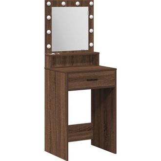 vidaXL Vidaxl - Schminktisch mit LED-Lichtern aus braunem Eichenholz 50x41x135 cm