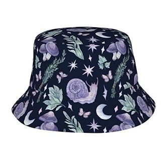 Generic Personnalisé Chapeau de Pêcheur Champignon Escargot Papillon Lune Chapeaux de Visière Funky Bobs Homme pour Camping Outdoor Plage