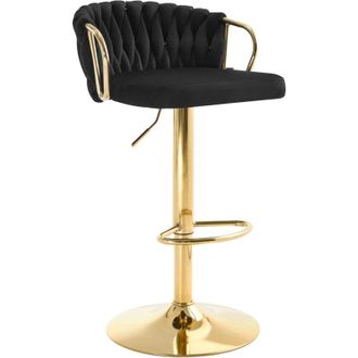 Woltu Woltu - Tabouret de Bar Tabouret Pivotant &agrave; 360&deg;, Hauteur R&eacute;glable, Velours + M&eacute;tal, Noir