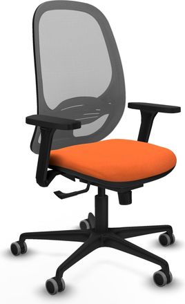 Piqueras y Crespo B&uuml;rostuhl f&uuml;r Lendenwirbels&auml;ule mit 3D-Armlehnen. Ausgestattet mit 3 Positionen und Schneideschaum. Mit Rollen von 65 mm Parkett. Grau/Orange