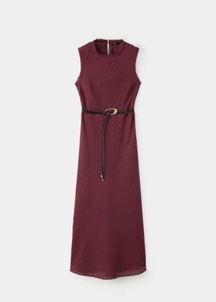 Mango Robe textur&eacute;e ceinture bordeaux - Femme - XS - MANGO