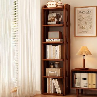 Generic Bücherregal mit 6 Regalböden, Hohes Schmales Bücherregal, Modernes, Bodenstehendes Ausstellungsregal aus Holz for Zuhause, Klassenzimmer, Büro, Wohnzi