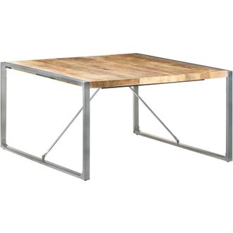 vidaXL Vidaxl - Table de salle &agrave; manger 140x140x75 cm Bois de manguier brut