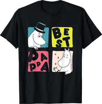 Moomin Moominpappa Best Pappa Quadrate weißer Text T-Shirt