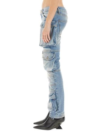 The Attico Cotton Denim Cargo Jeans - Blue