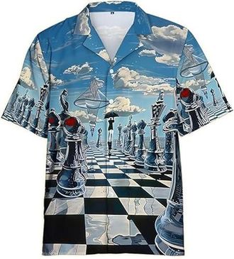 Keephen &Eacute;checs Amateur Hawaiian Chemise Femmes Hommes &Eacute;checs Impression 3D Hawaii Chemise &Eacute;t&eacute; Plage Vacances Joueur d&Eacute;checs &Eacute;quipe Chemise