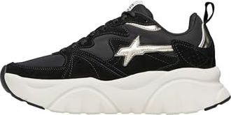 W6YZ Baskets en suède et Tissu Technique, Noir-Beige- 38