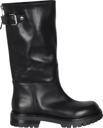 Elena Iachi Femme, Chaussures, Noir, Taille: 37 EU Bottes en cuir noir avec fermeture &eacute;clair et boucle