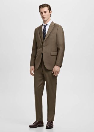 Mango Veste costume Turin 100 % laine vierge marron - Homme - 46 - MANGO MAN