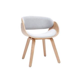 Miliboo Chaise Design en Tissu Gris et Bois Clair Bent