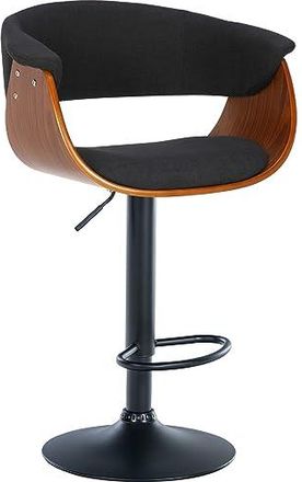 Clp Tabouret De Bar Vestal I Coque en Bois Dossier Ajour&eacute; I Pied en M&eacute;tal I Hauteur R&eacute;glable Pivotant, Couleur:Noyer/Noir, Mat&eacute;riel:Tissu